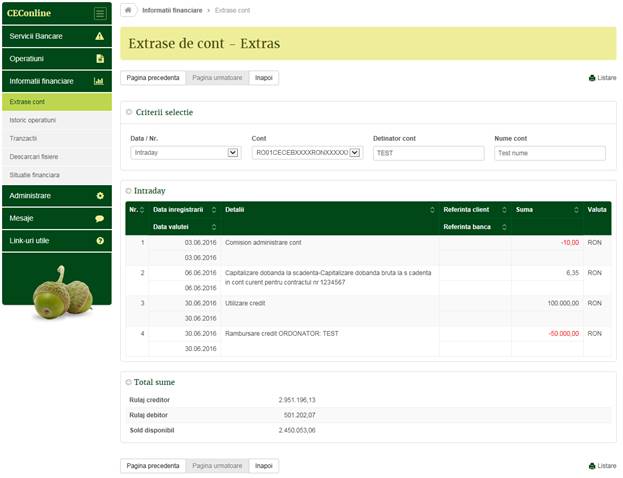 Infereastra detaliata, sunt afisate toate tranzactiile individuale in ...